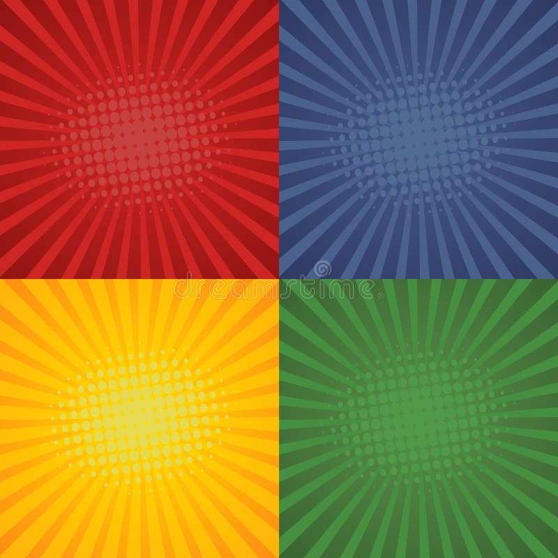 Pop Art Retro Backgrounds in Comic Design. Set Starburst Backgrounds ...