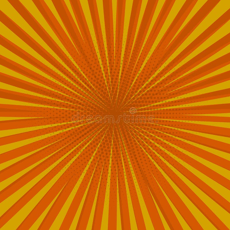 Pop Art Retro Comic Background, Yellow Color, Lightning Blast Halftone ...