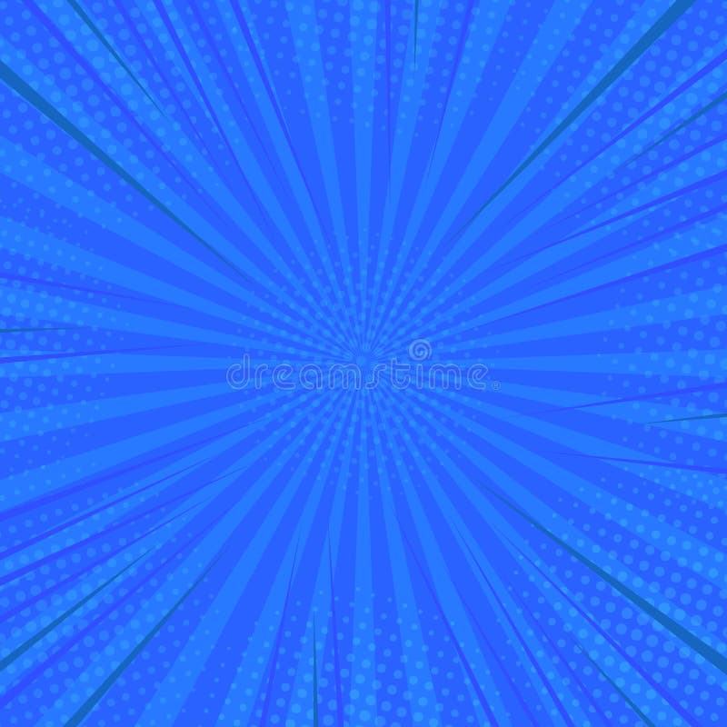 Pop Art Comic Blue and Yellow Background Lightning Blast Halftone Dots ...