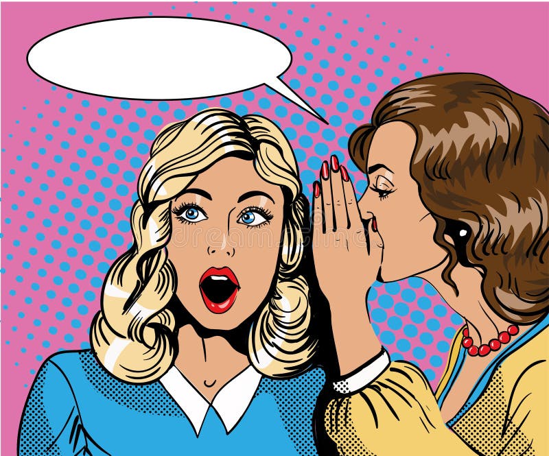 Pop Art Retro Comic Vector Illustration Woman Whispering Gossip Or
