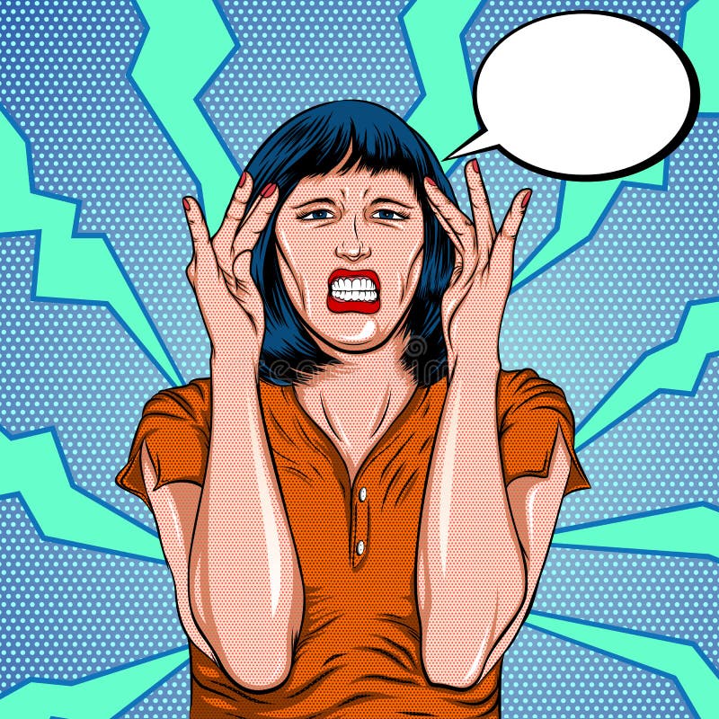 Pop Art Retro Girl Surprised Omg Shocked Woman Stock Vector
