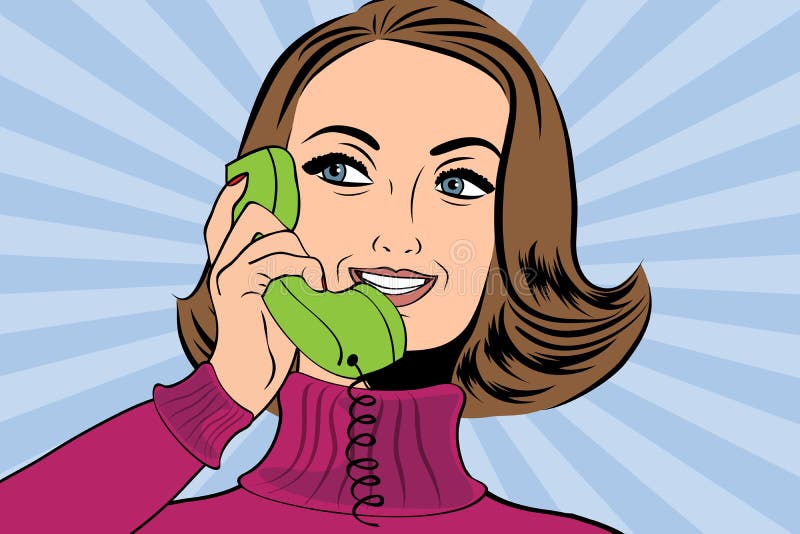 Pop Art Retro Woman in Comics Style Talking on the Phone Stock Vector ...