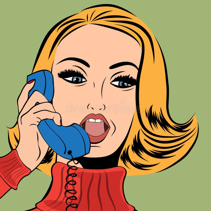 Pop Art Retro Woman in Comics Style Talking on the Phone Stock Vector ...