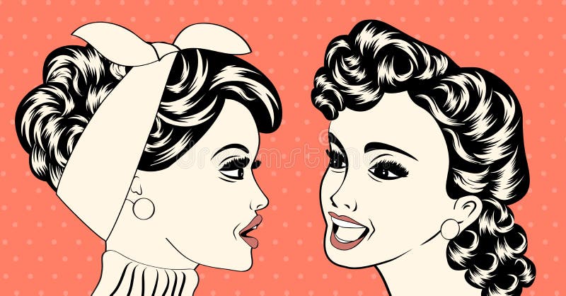 Pop Art Retro Women in Comics Style that Gossip Stock Illustration ...