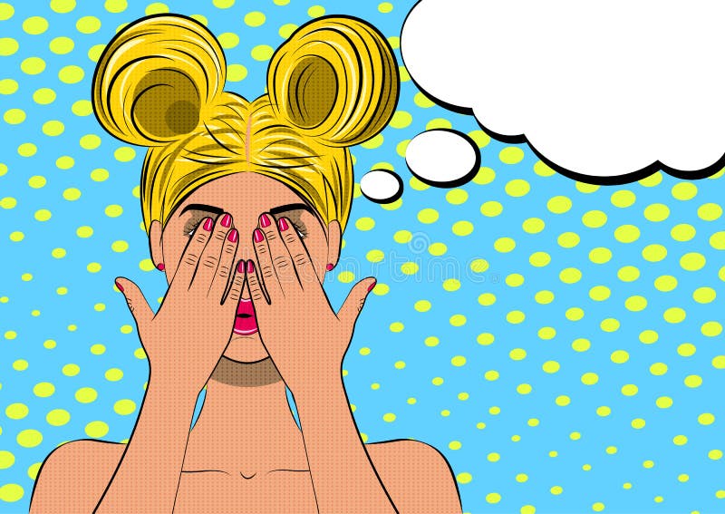 Pop Art Scared Blond Woman Face. Stock Vector - Illustration of lips ...