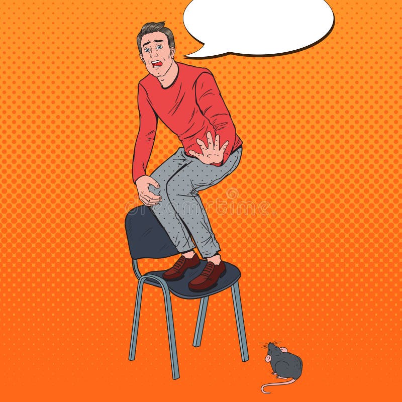 Pop Art Screaming Man Scared Door De Muizen Guy Afraid Van Rat Vector ...