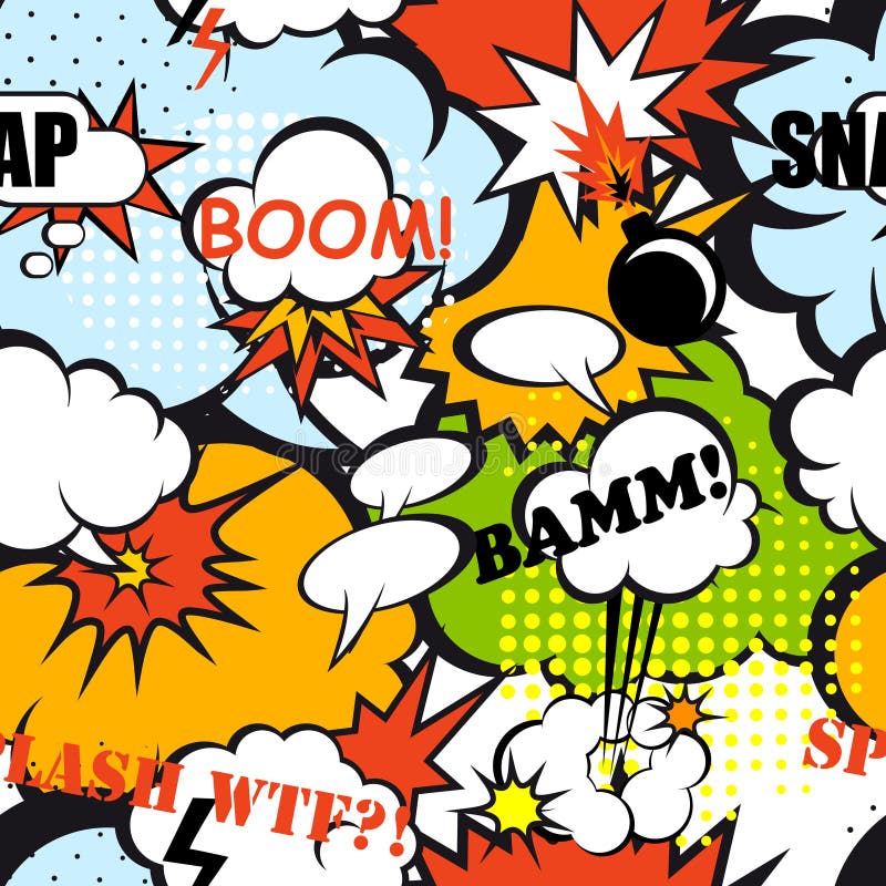 Seamless Pattern Comic Speech Bubbles Stock Vector - Illustration of ...