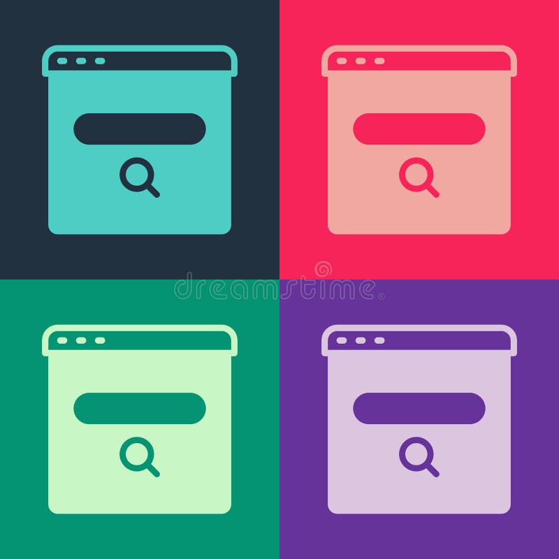 Pop Art Search Engine Icon Isolated on Color Background. Vector Stock ...