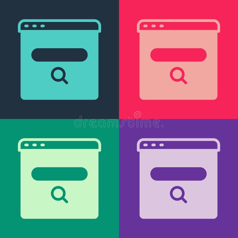 Pop Art Search Engine Icon Isolated on Color Background. Vector Stock ...