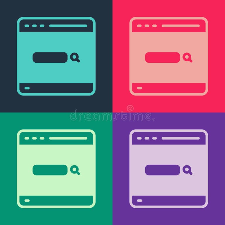 Pop Art Search Engine Icon Isolated on Color Background. Vector Stock ...
