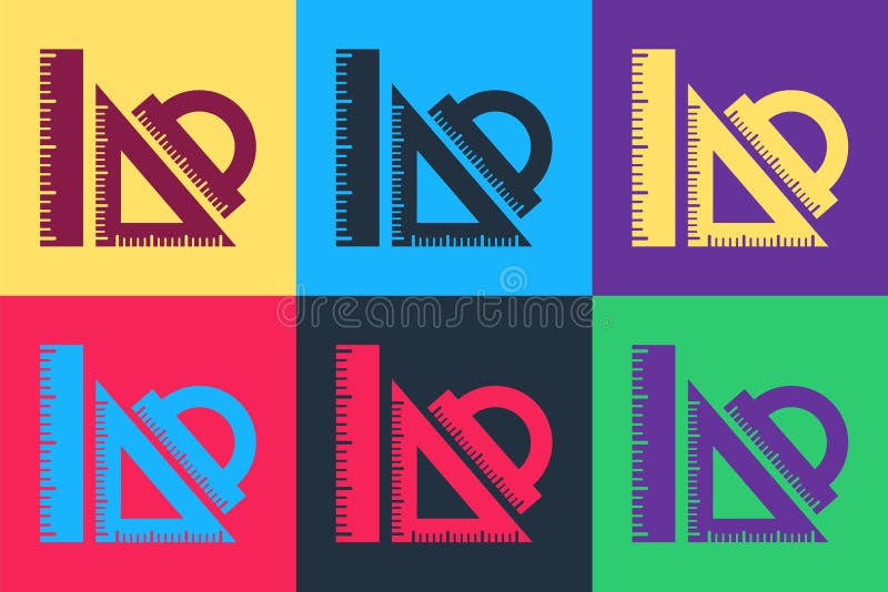 Set Ruler, Triangular Ruler and Protractor Icon Isolated. Straightedge ...