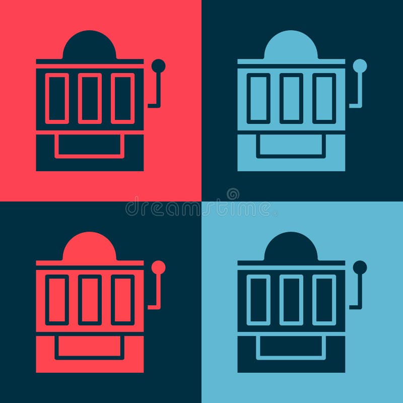 Pop Art Slot Machine Icon Isolated on Color Background. Vector ...
