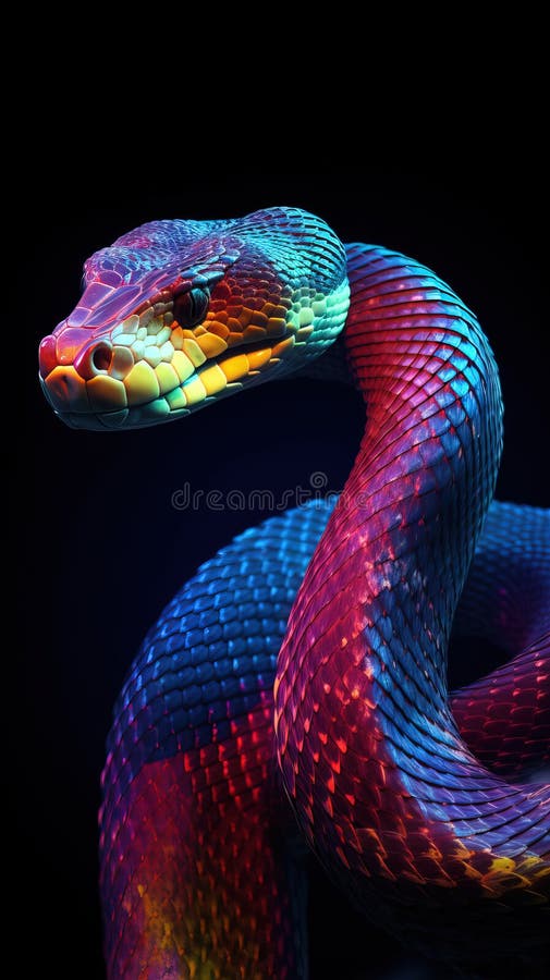 Pop Art Snake on Dark Background. Generative AI Stock Illustration ...