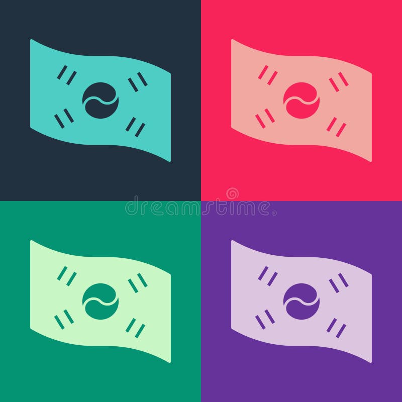 Pop Art South Korea Flag Icon Isolated on Color Background. Vector ... Pop Art South Korea Flag Icon Isolated on Color Background. Vector ...