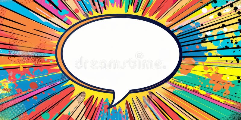 Pop Art Speech Bubble with Colorful Burst and Rays. Retro Illustration ...