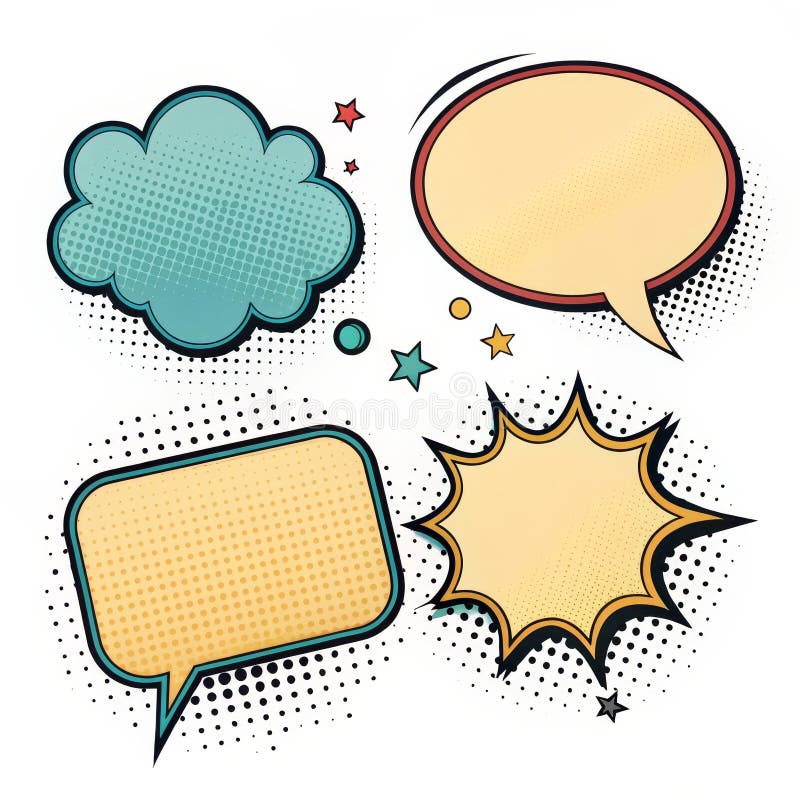 Pop Art Speech Bubbles Retro Comic Design, Vector Illustration, Empty ...