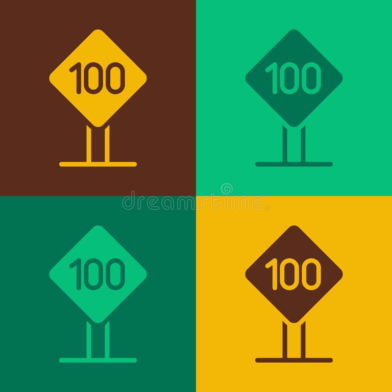 Pop Art Speed Limit Traffic Sign 100 Km Icon Isolated on Color ...