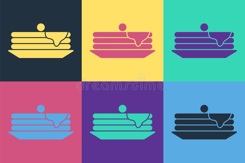Pop Art Stack of Pancakes Icon Isolated on Color Background. Baking ...
