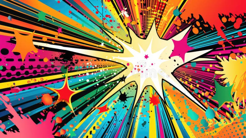 Pop Art Style Background with Vivid, Saturated Colors and Bursts of ...