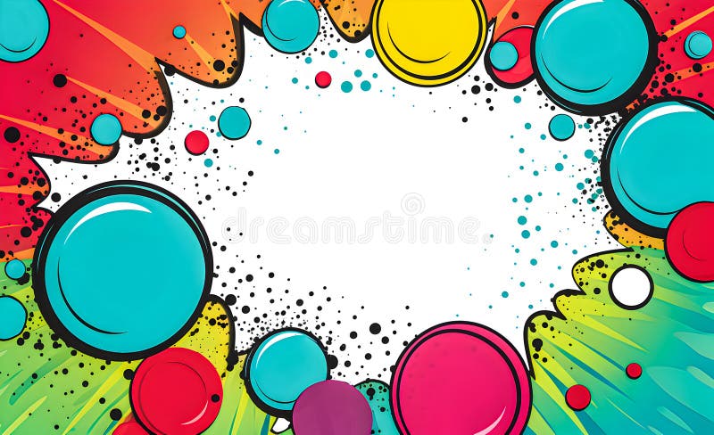 Pop Art Style with Comic Bubbles, Dots Background Illustration in Comic ...