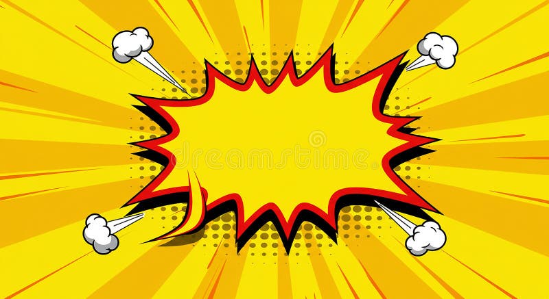Pop Art-style Comic Explosion with a Yellow Background and Dynamic ...