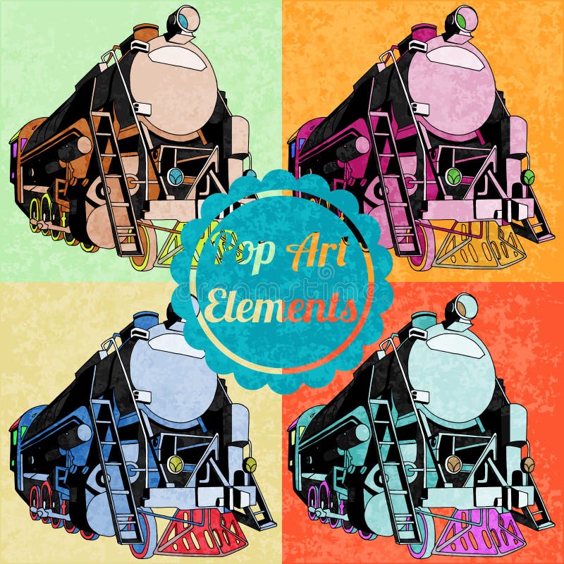 Pop Art Style Elements. Set of Vector Trains Stock Vector ...