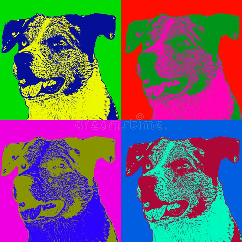 Pop Art Style Square Format Dog Image Stock Illustration - Illustration ...