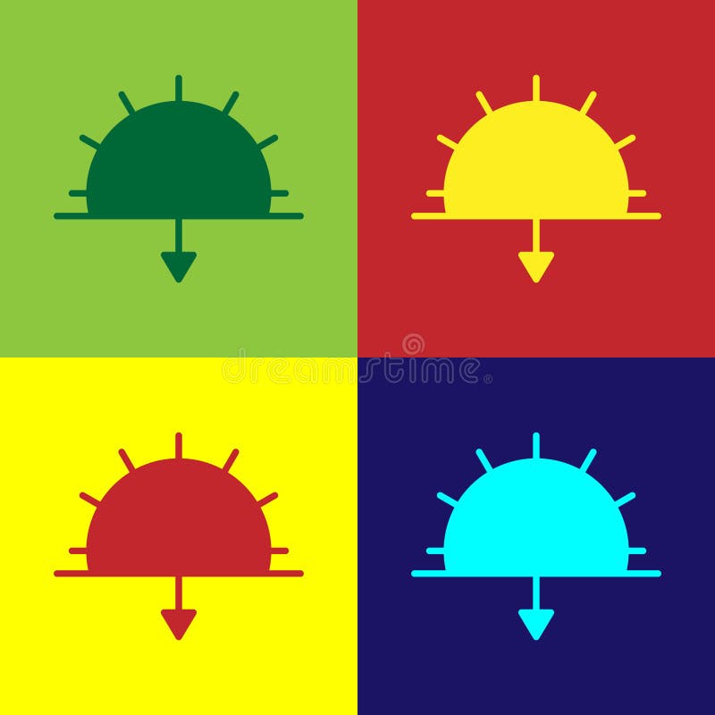 Pop Art Sunset Icon Isolated on Color Background. Vector Illustration ...