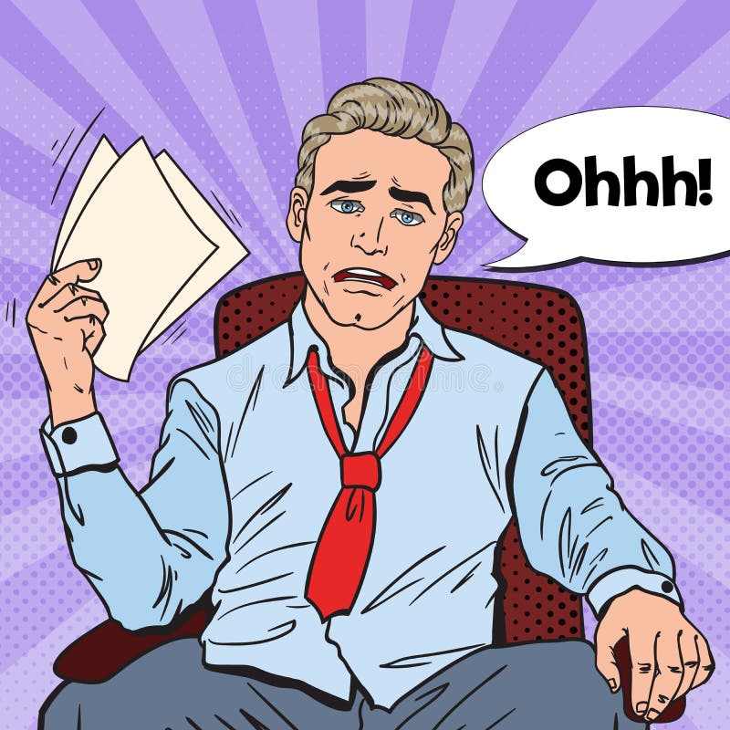 Pop Art Sweating Businessman at Office Work. Summer Heat Stock Vector ...