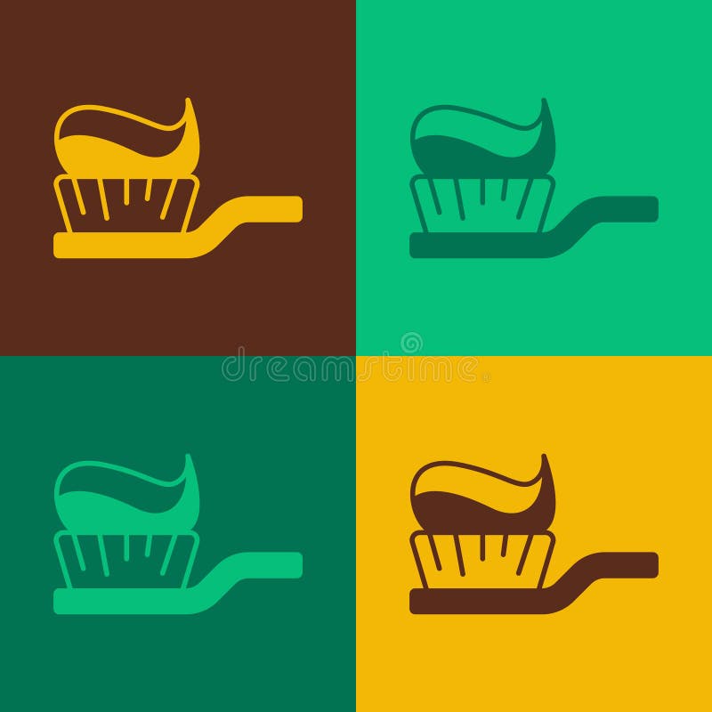 Pop Art Toothbrush with Toothpaste Icon Isolated on Color Background ...