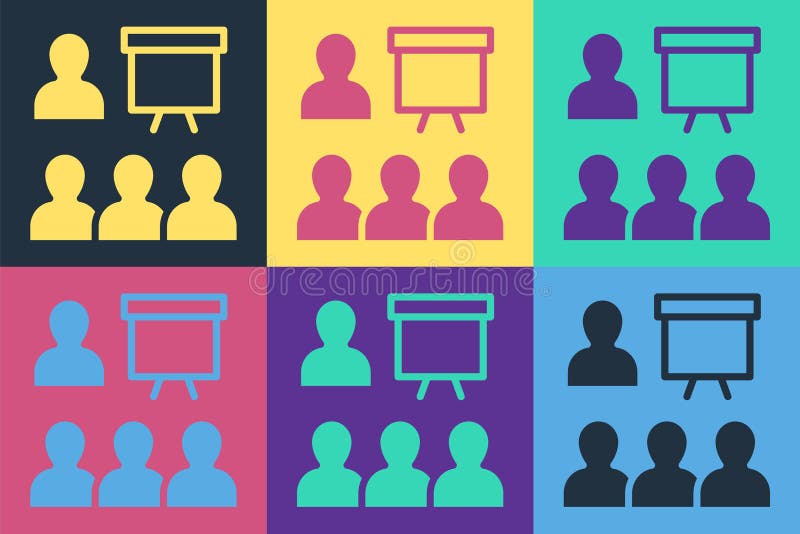 Pop Art Training, Presentation Icon Isolated on Color Background ...