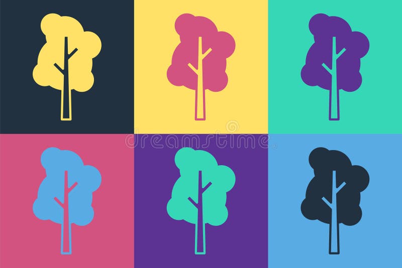 Pop Art Tree Icon Isolated on Color Background. Forest Symbol Stock ...