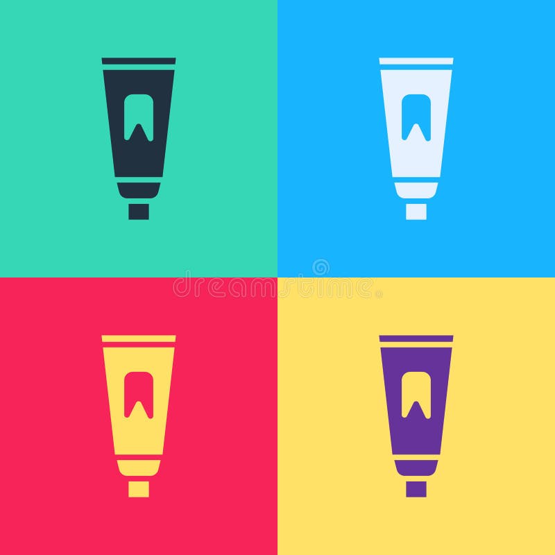 Pop Art Tube of Toothpaste Icon Isolated on Color Background. Vector ...