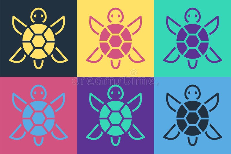 Pop Art Turtle Icon Isolated on Color Background. Vector Stock Vector ...