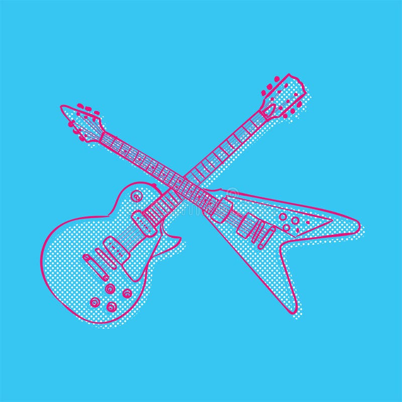 Two Crossed Electric Guitar Vector Illustration Stock Vector ...
