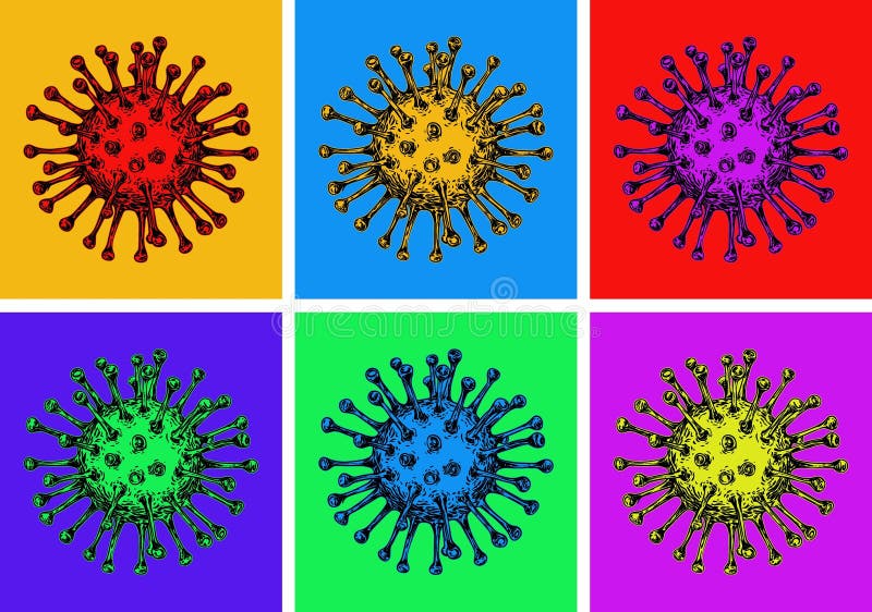 Pop Art Virus Symbol in Vibrant Multicolor Grid Stock Vector ...