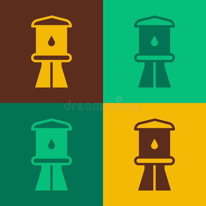 Pop Art Water Tower Icon Isolated on Color Background. Vector Stock ...