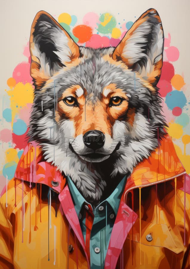 Pop Art Wolf Art stock image. Image of wild, canis, white - 288382857