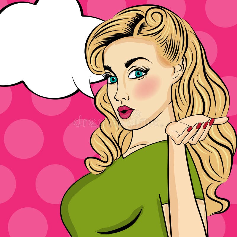 Pop Art Woman Comic Woman With Speech Bubble Stock Illustration