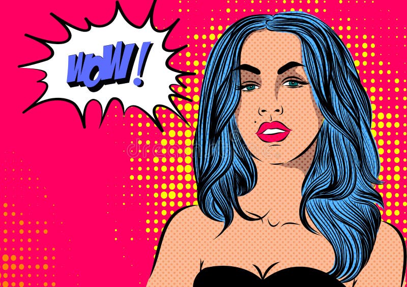 Pop Art Woman On A Polka Dots Background Vector Stock Vector