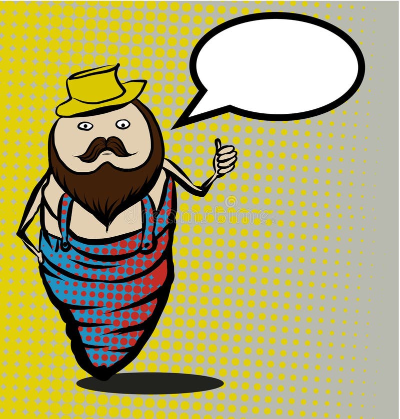 Comic Halftone and Pop Art Style.Pop Art Worm Man Vector.balloon and ...
