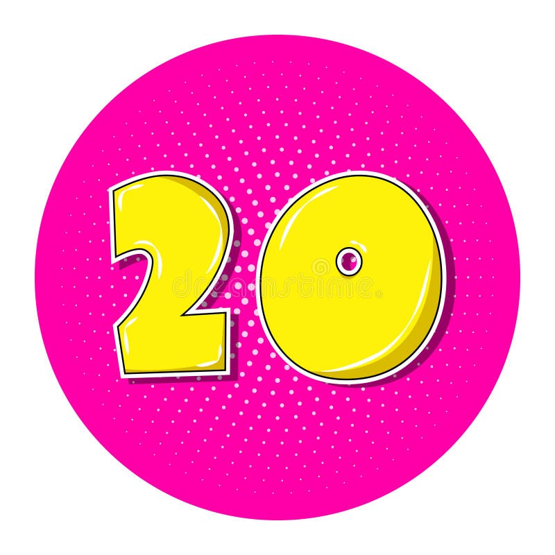 Pop Art Yellow Number 20 Over Pink Dotted Circle Stock Illustration ...