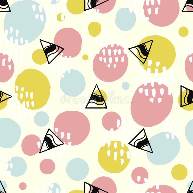 Pop Background with Simple Geometry Shapes, Circles and Triangles. Pink ...