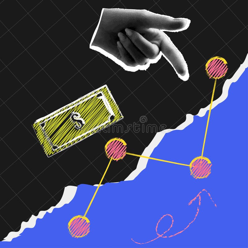 Pop Collage Template for Business Growth, Halftone Infographic, Money ...