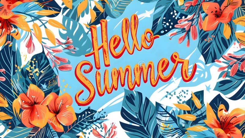 Pop Colors Summer Banner in Doodle Style Design Stock Illustration ...