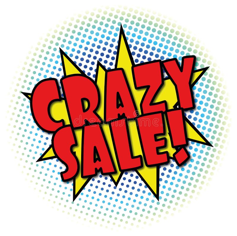 Crazy Sale Comic Explosion Retro Design Deal Tag Stock Illustration ...