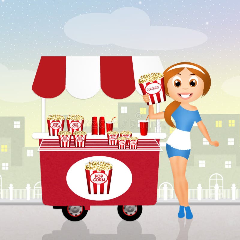 Pop corn cart stock illustration. Illustration of cinema - 31501059