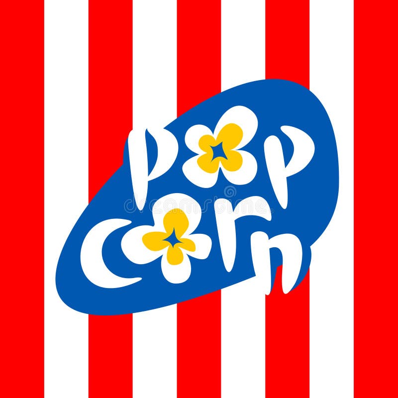 Pop Corn Logo Text with Striped Back Stock Vector - Illustration of ...