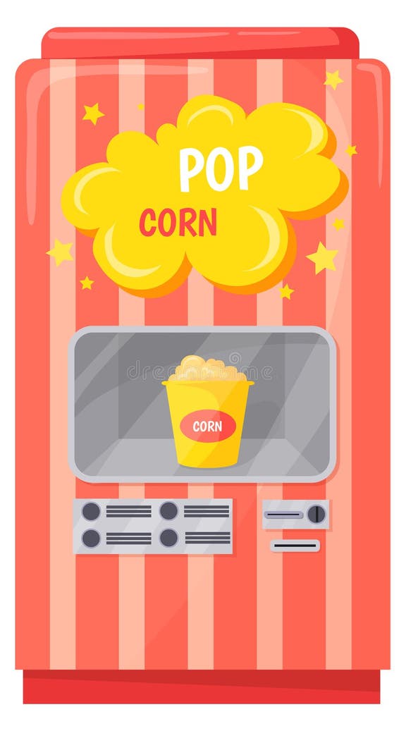 Pop Corn Maker Stand. Automatic Vending Machine Stock Vector ...