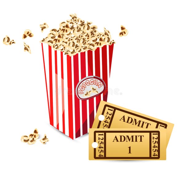 Pop Corn with Movie Ticket stock vector. Illustration of entrance ...